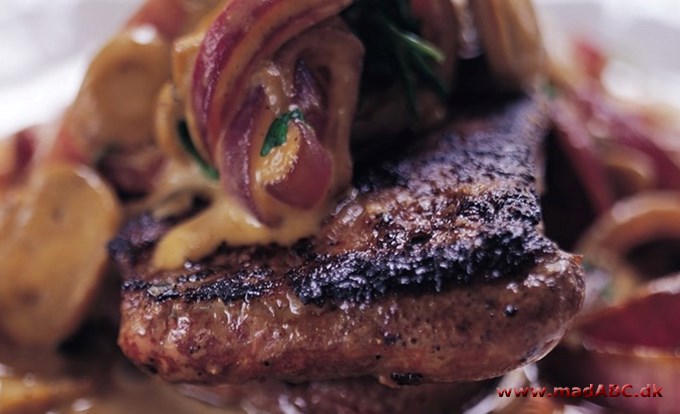Kalvelever med champignoner og rødløg 30 fedt